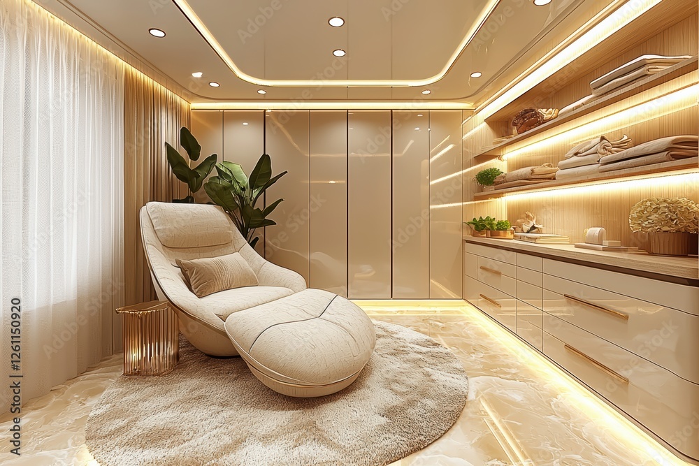 Luxury dressing room with built-in wardrobe home interior modern design ...
