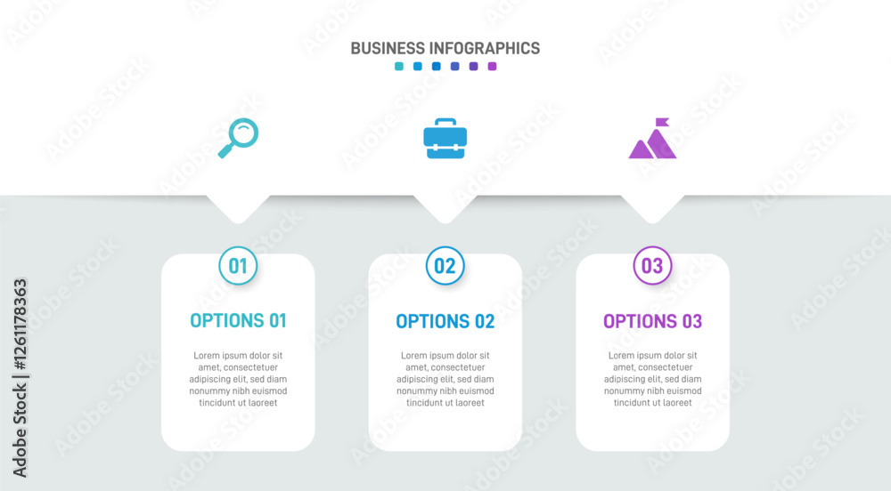 Horizontal progress bar featuring 3 arrow-shaped elements, symbolizing ...