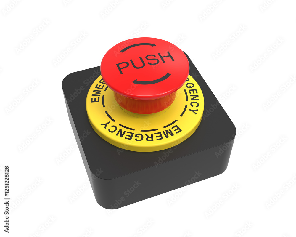 Red emergency stop button isolated on transparent background PNG Stock ...