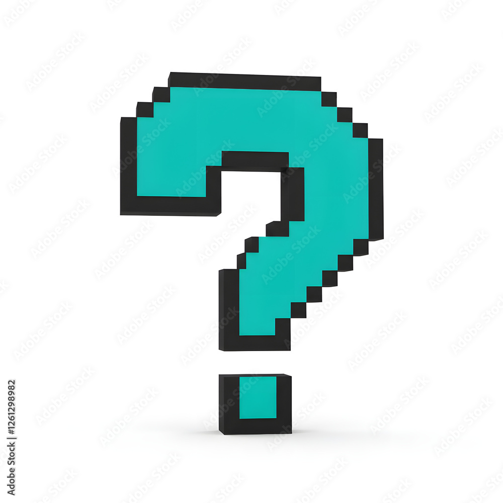 Retro 8-bit pixel art question mark icon, a classic gaming help symbol ...