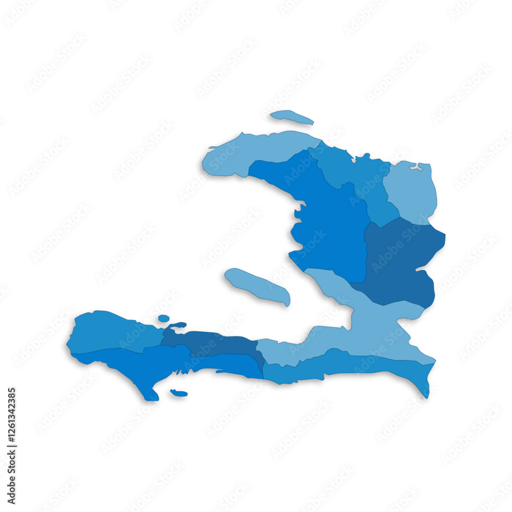 Haiti island map with border highlighted regions, states, isolated on ...