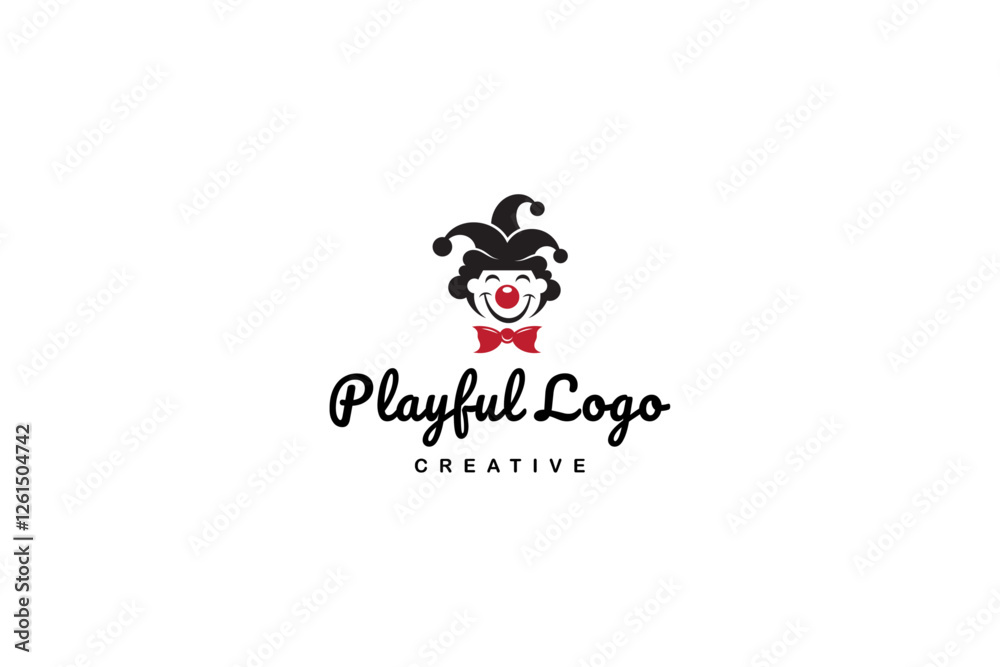 circus clown logo in flat design style Stock Vector | Adobe Stock