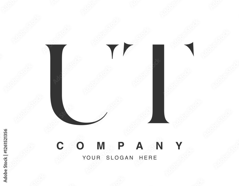UT logo design. Initial letter u and t serif font style. Creative ...