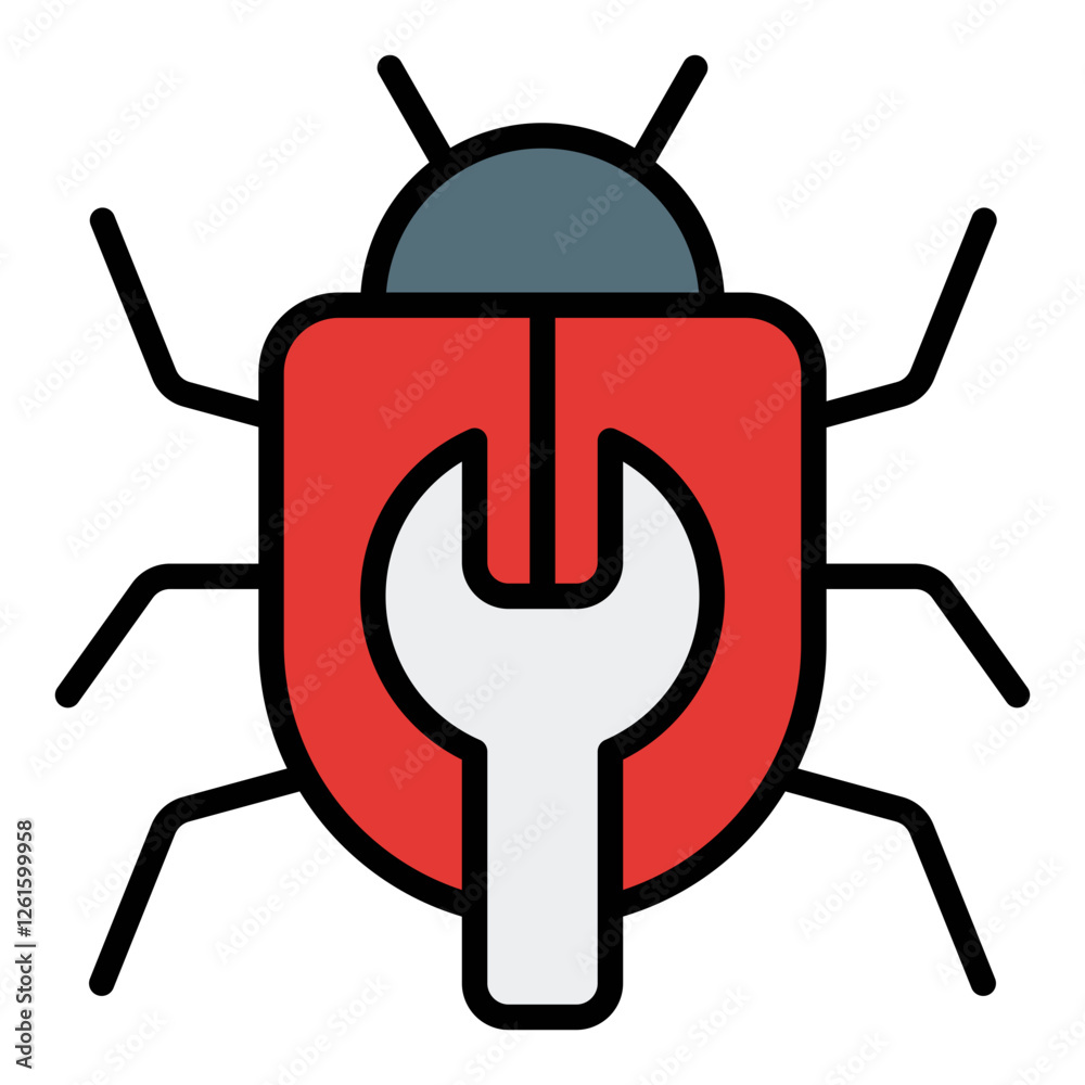 Bug Fixing Icon. Vector Illustration. Symbol of Software Debugging and Issue Resolution Stock ...