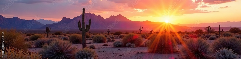 Soft light illuminates Arizona desert landscape with Four Peaks ...