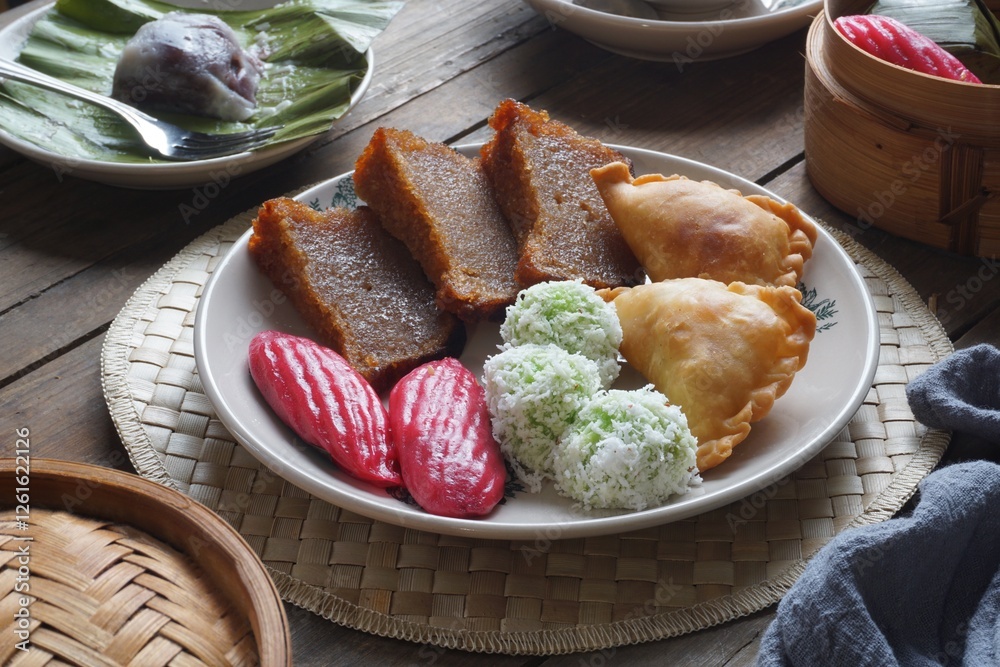 Assorted Traditional Malaysian Kuih. Bingka Ubi, Gula Melaka Kuih ...