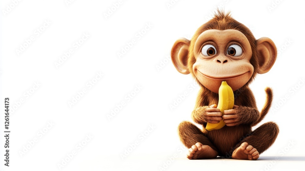 65.Playful monkey character in a seated position, its cheeks puffed ...