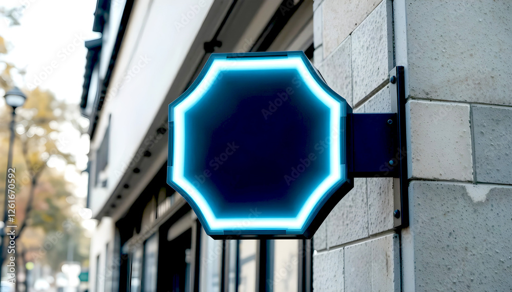 Blank hexagon store signage design mockup isolated, metal badge shop ...