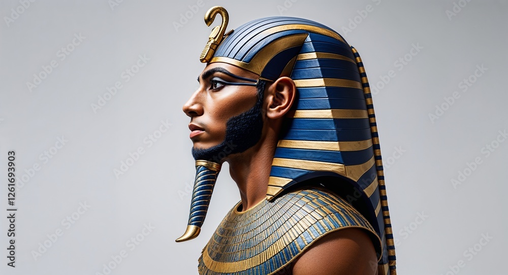 Egyptian warrior side view portrait on plain white background Stock ...