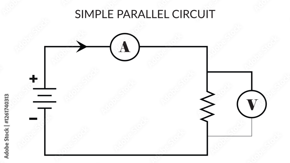 A Simple Parallel Circuit Connected With Ammeter In Series Voltmeter Is Connected Across The