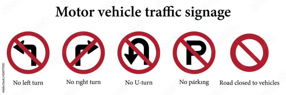 Motor vehicle traffic signage. traffic signs. prohibition, vector ...