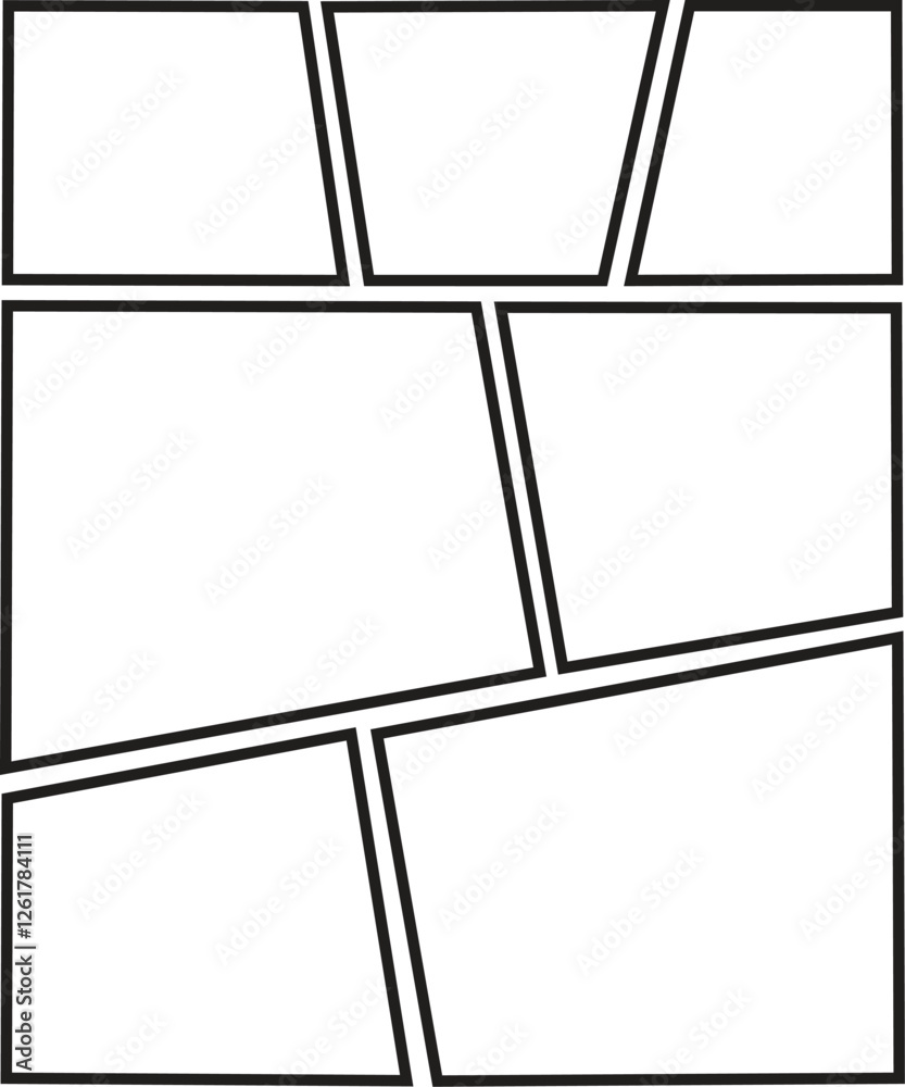 Vector de Stock blank template panel layout storyboard comic manga grid ...