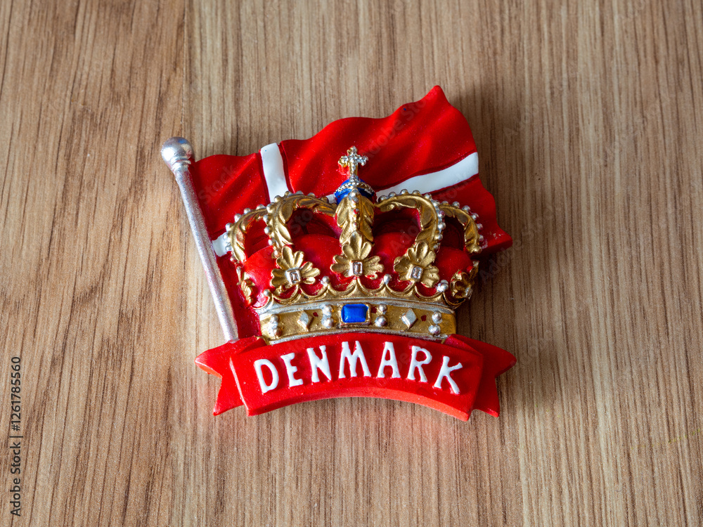 Fridge magnet with Danish flag and Royal crown. A souvenir from ...