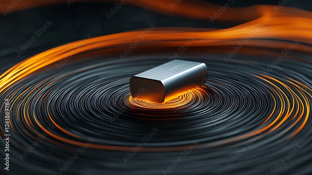 Magnetic flux lines around a bar magnet in 3D representation Stock ...