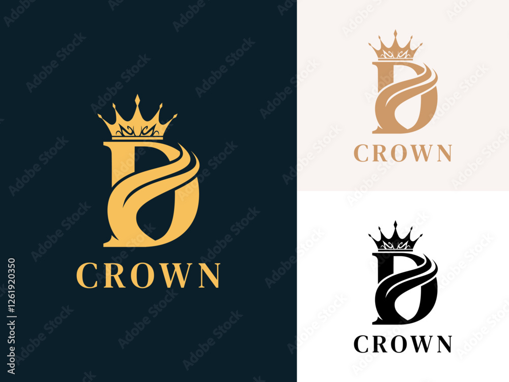 Initial letter D with Crown logo design. Initial identity logo. crown ...