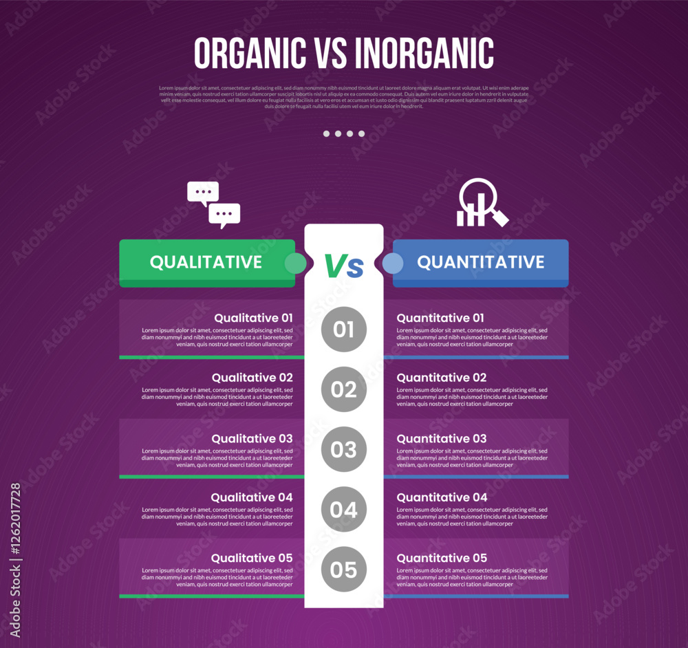 qualitative vs quantitative data infographic outline style with 2 point ...