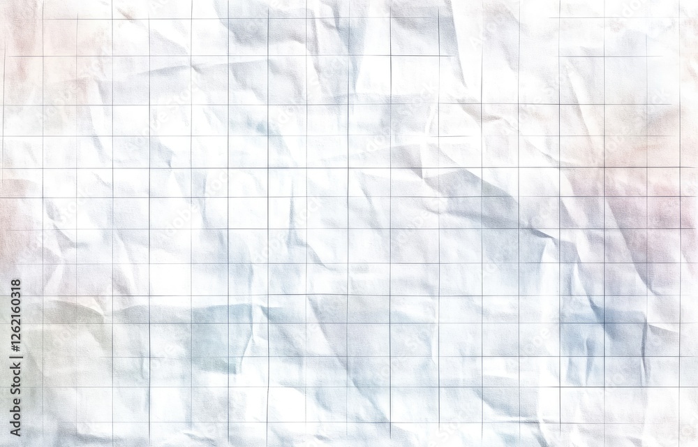 Crumpled grid paper texture, pastel background, design element Stock ...