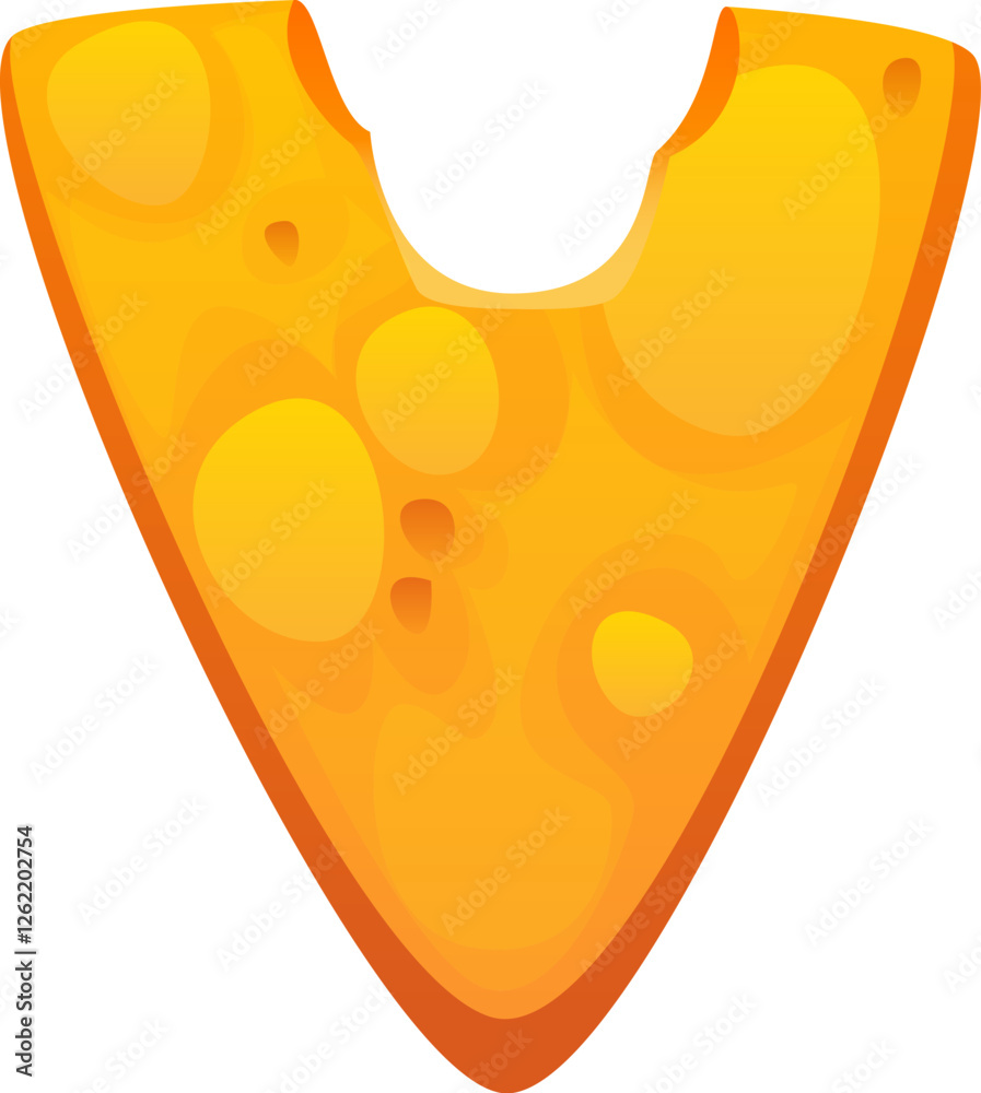 Fast food nacho chip snack alphabet font typeface letter V. Fast food ...