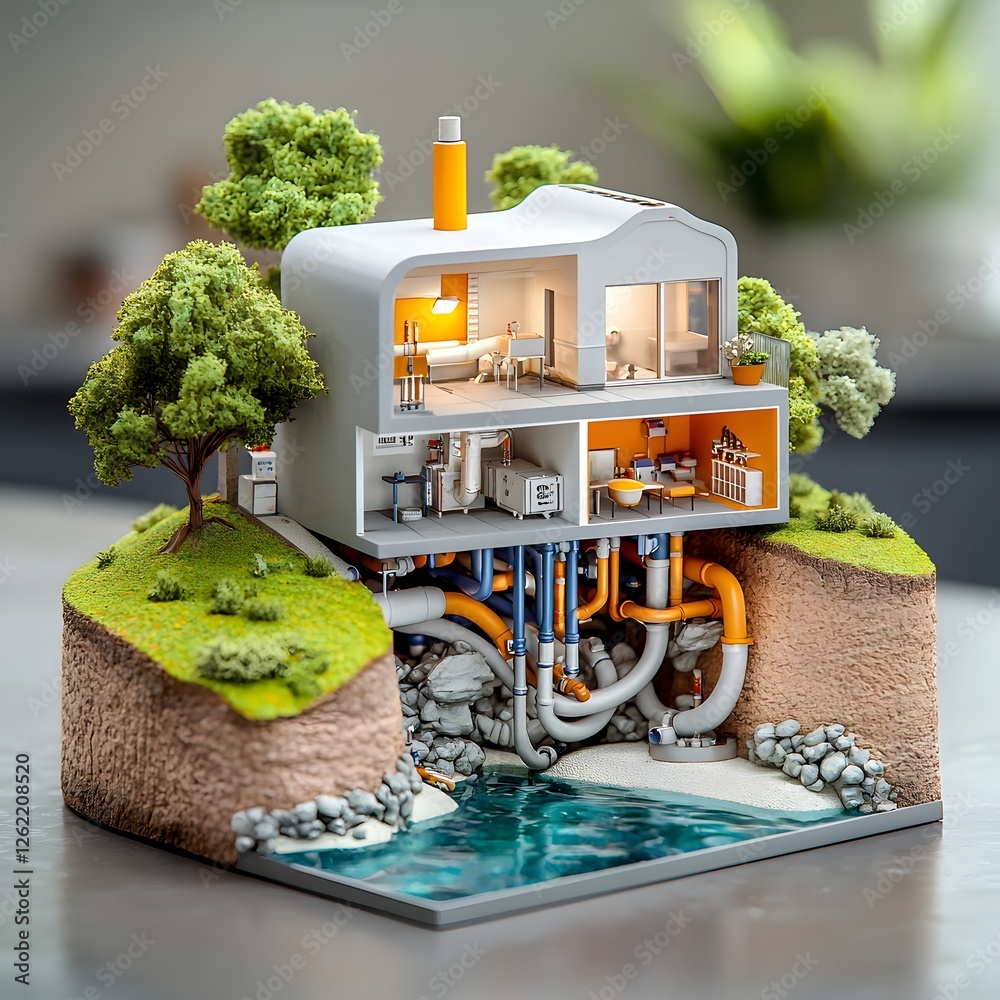 Architectural model showcasing a detailed cutaway view that unveils the ...