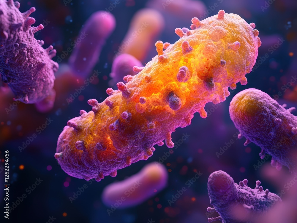 Microscopic Visualization Of Bacterial Infection Stock Illustration