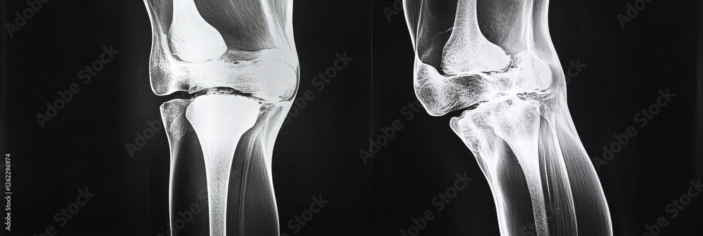 X-ray of a patient with a torn meniscus of the knee joint in a man and ...