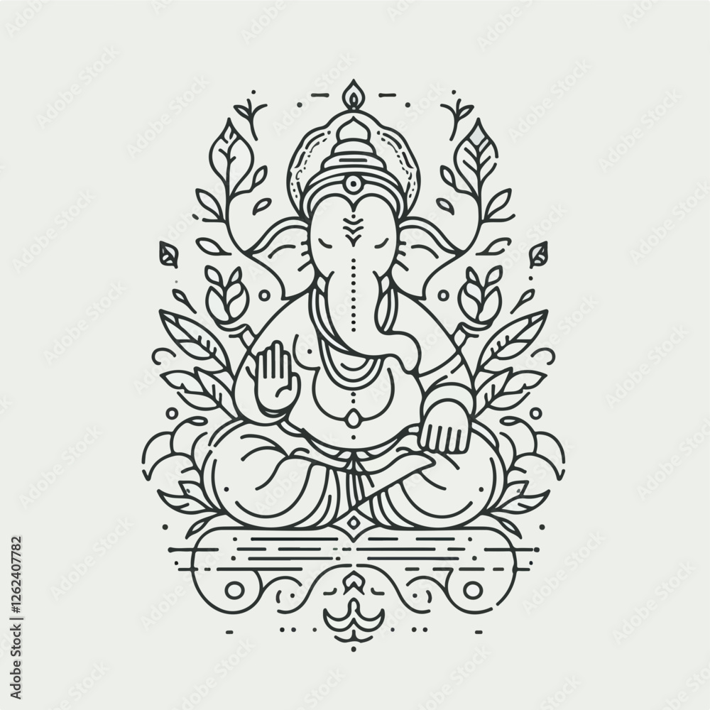 Ganesha Line Art: A minimalist line art illustration of Lord Ganesha ...