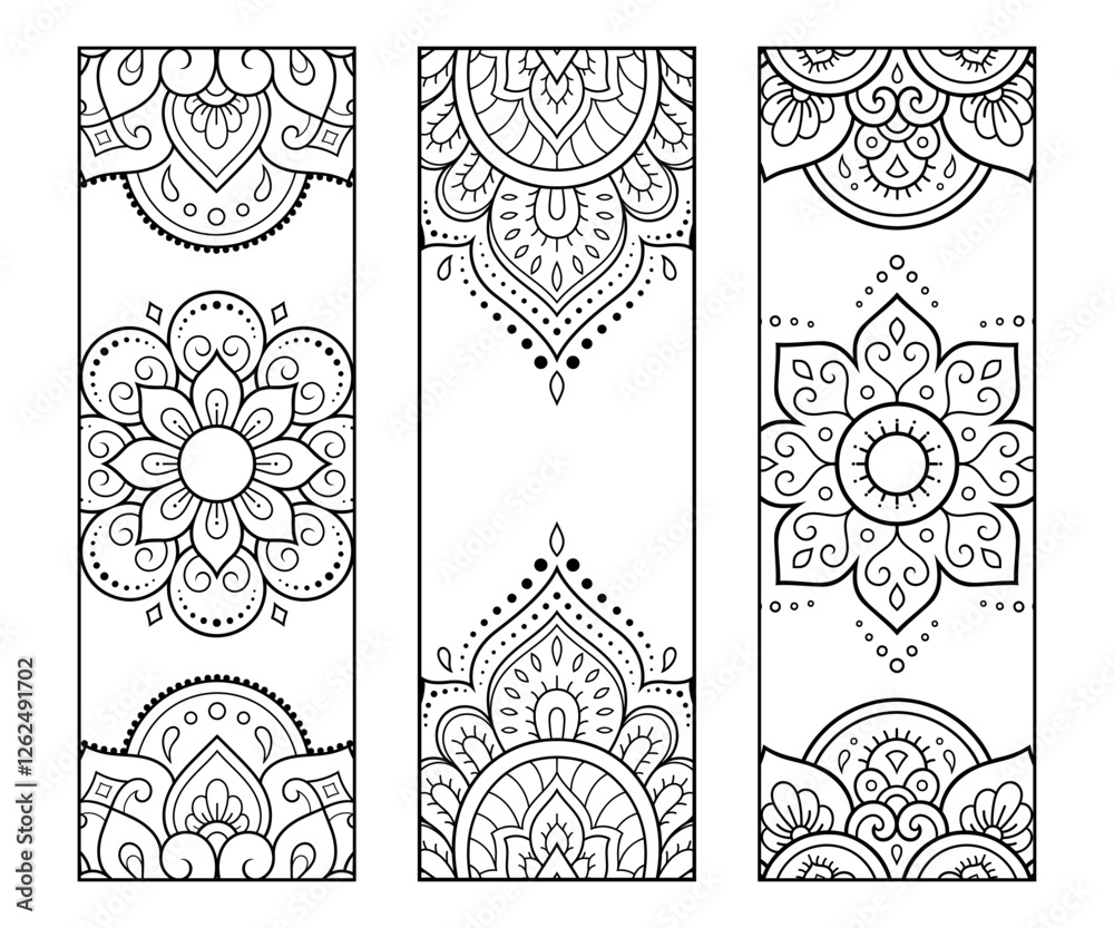 Printable bookmark for book - coloring. Set of black and white labels ...