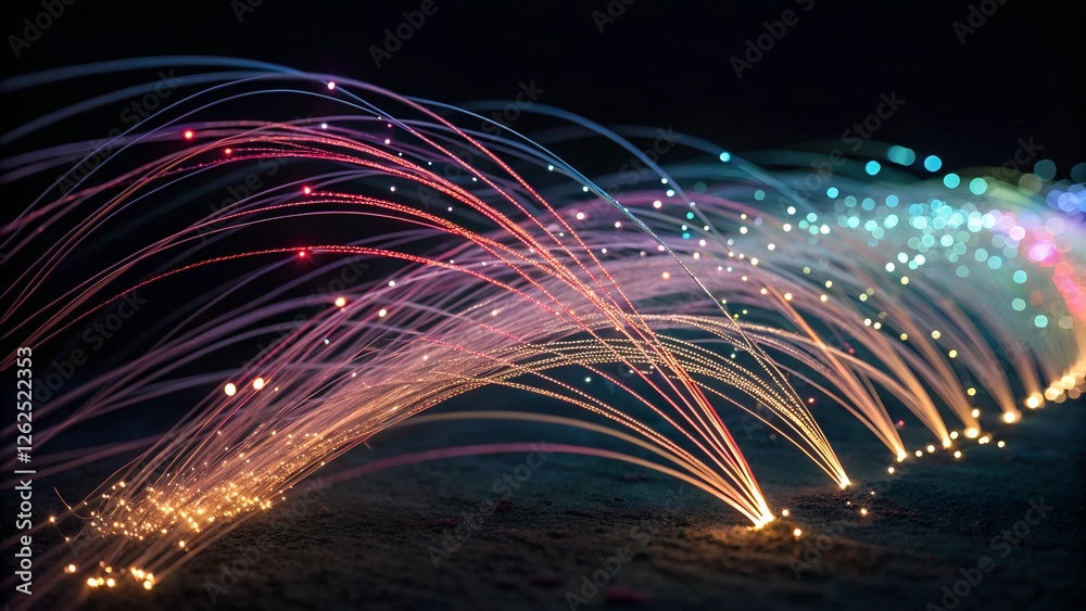 This image features a network of illuminated strands that appear to be ...