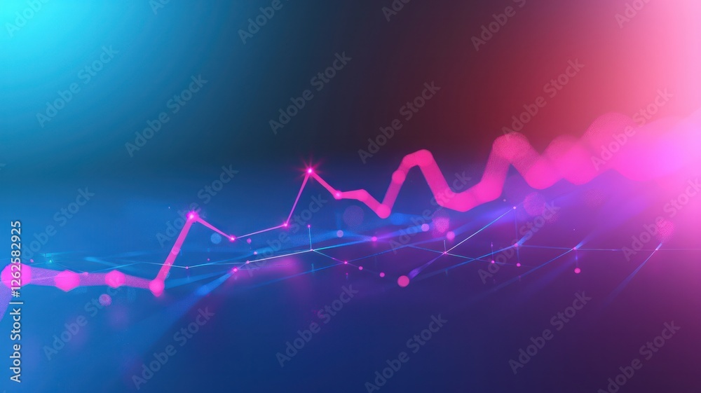 Stock market financial chart with up down trend line graph in on blue ...