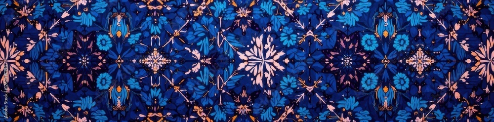 Geometric batik pattern, deep indigo, sharp lines, contemporary, repeat ...