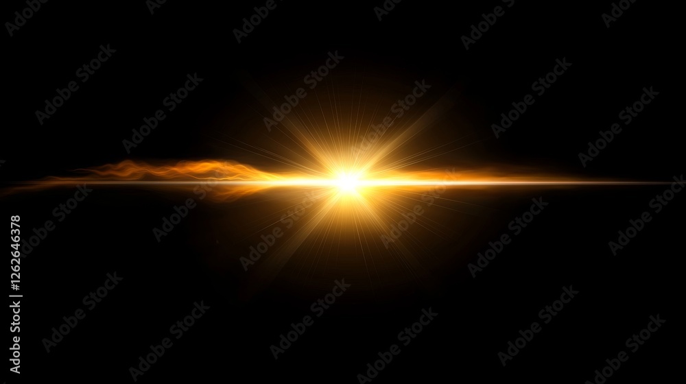 Front sun lens flash light of rad with sun rays overlay, isolated on a ...