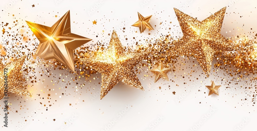 Gold star dust particles shine seamlessly on a transparent background ...