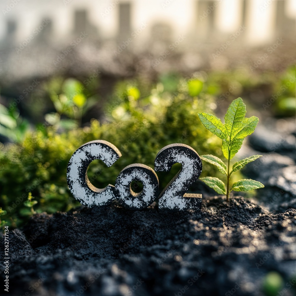 concept of carbon credits reducing carbon dioxide emissions. "Co2" close-up. Target of net zero ...