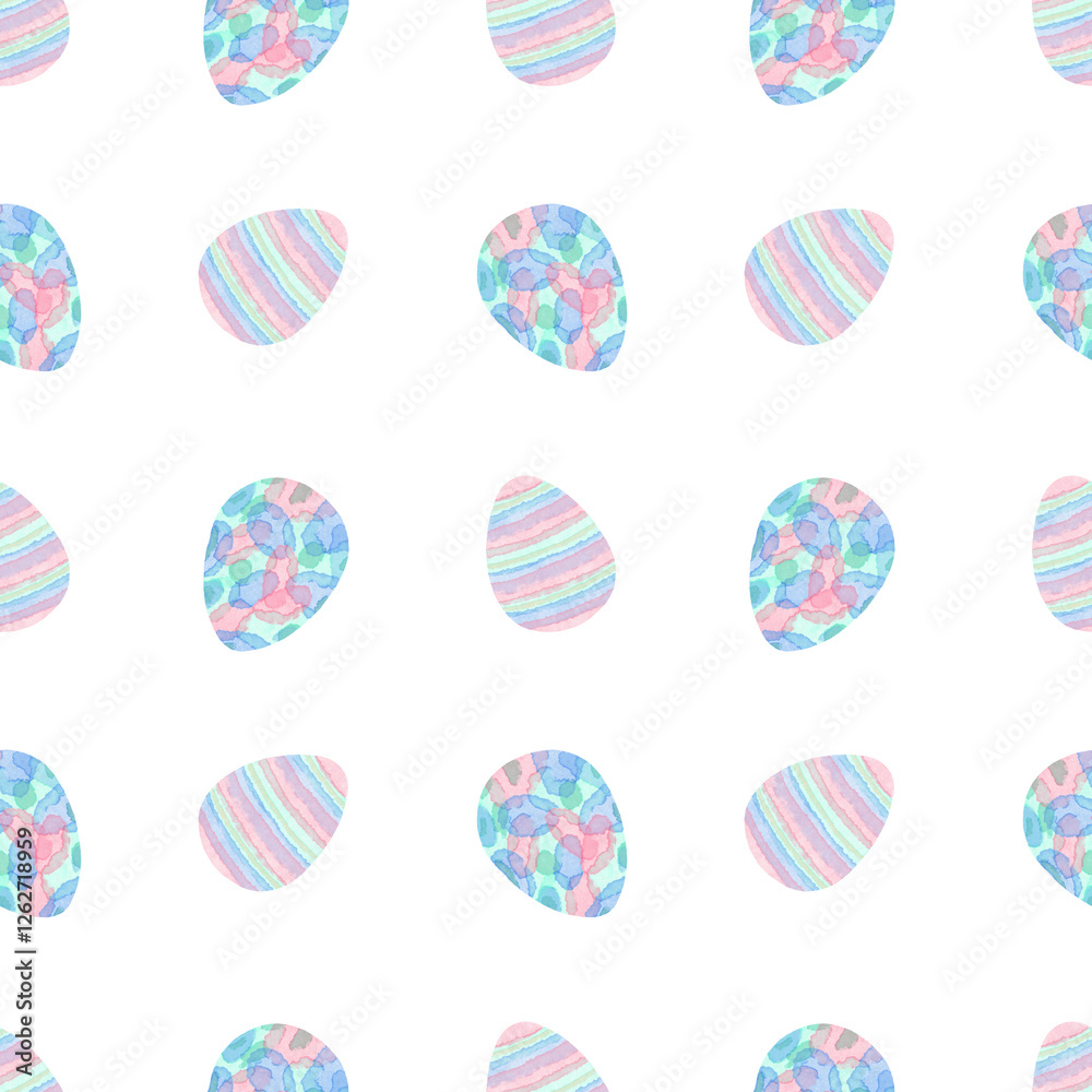 Watercolor Easter eggs. Watercolor seamless pattern in pastel colors for textile and wrapping ...