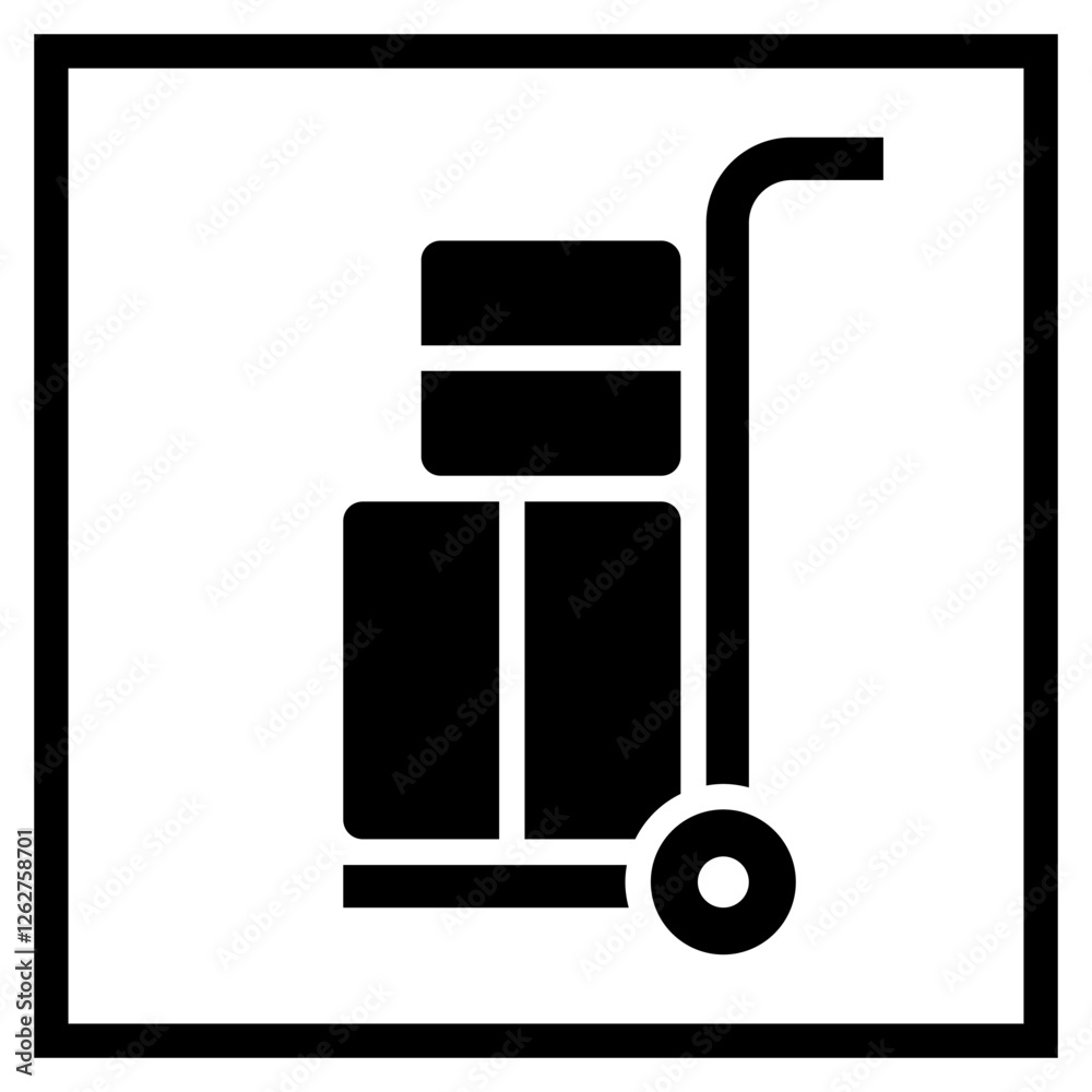 Hand truck icon, luggage trolley sign, hand trolley label. Graphic ...