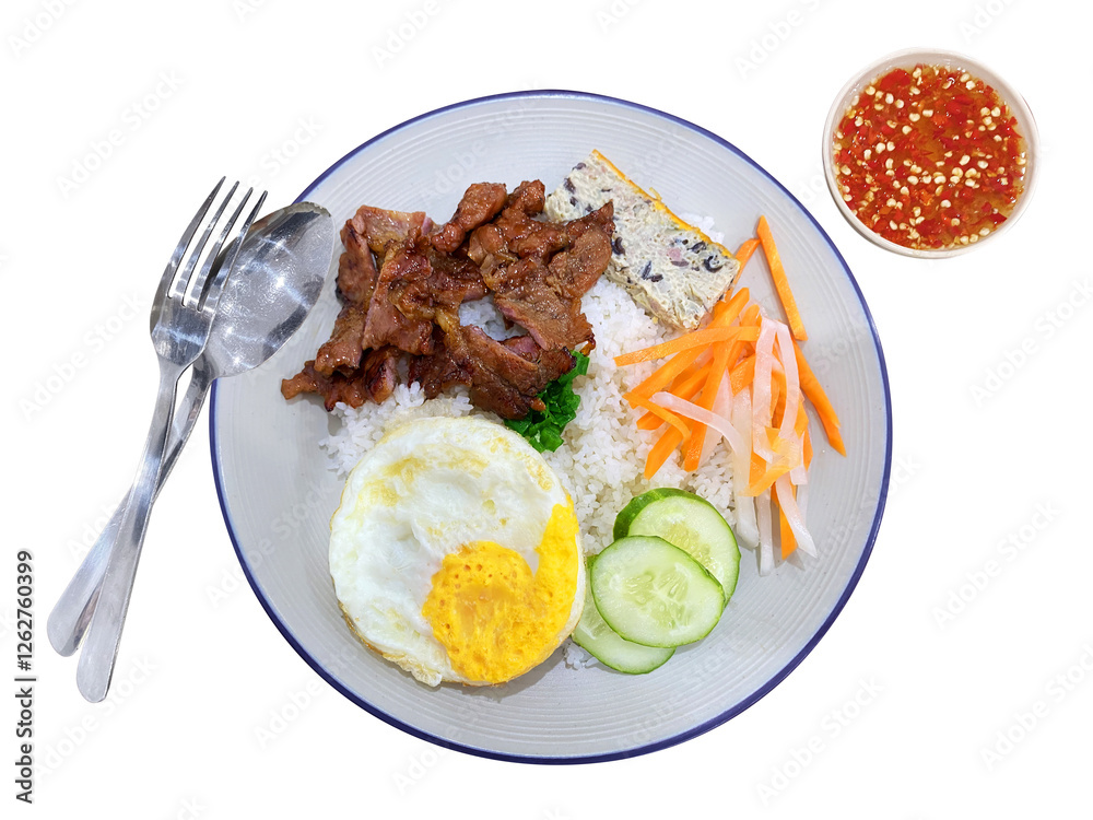 Photo Stock Vietnamese Broken Rice is served with grilled pork. Com tam ...