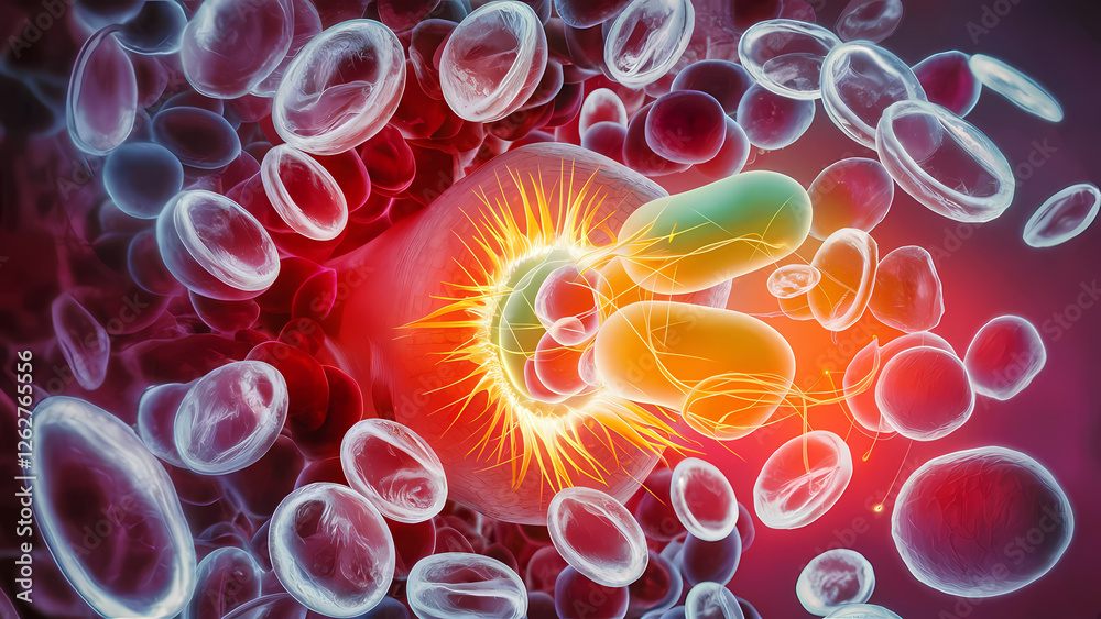 3D Render of the Blood Cell Are Depicted as Transparent and Dull While ...
