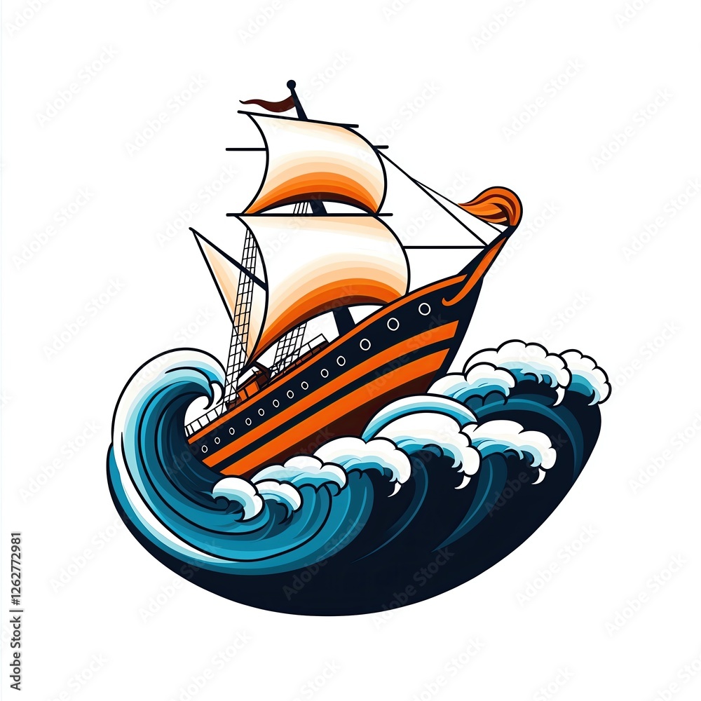 Tattoo Art concept. Isolated on white background, a classic sailor ...