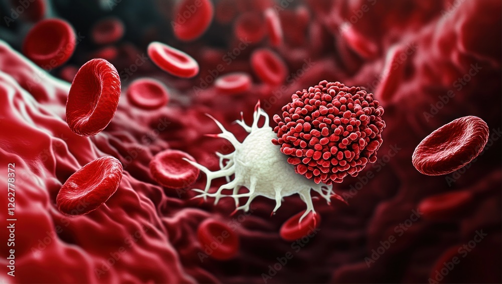Blood Clot Circulating in a Blood Vessel with Erythrocytes and ...