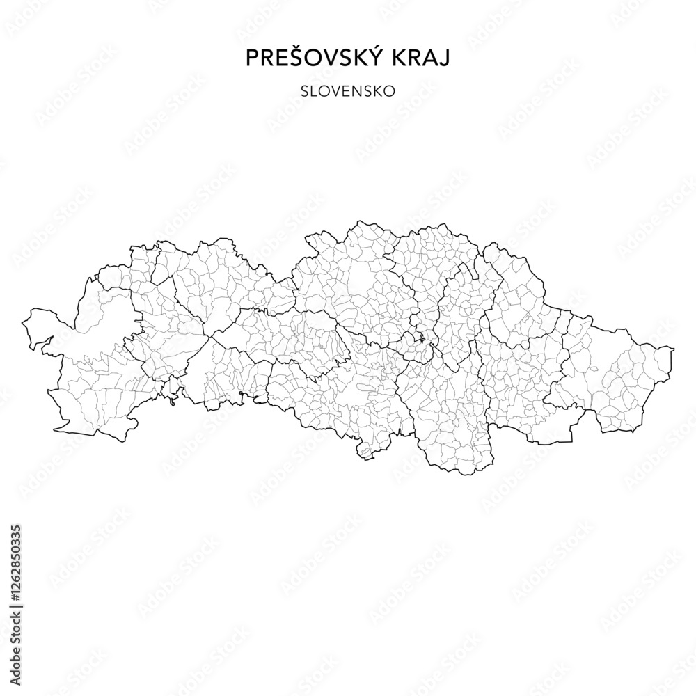 Geopolitical Vector Map of Prešov Region (Prešovský Kraj) with ...