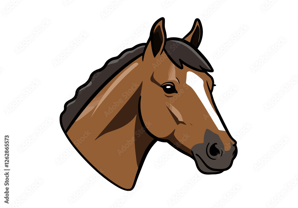 Clip art horse face. This image shows a detailed and stylized ...