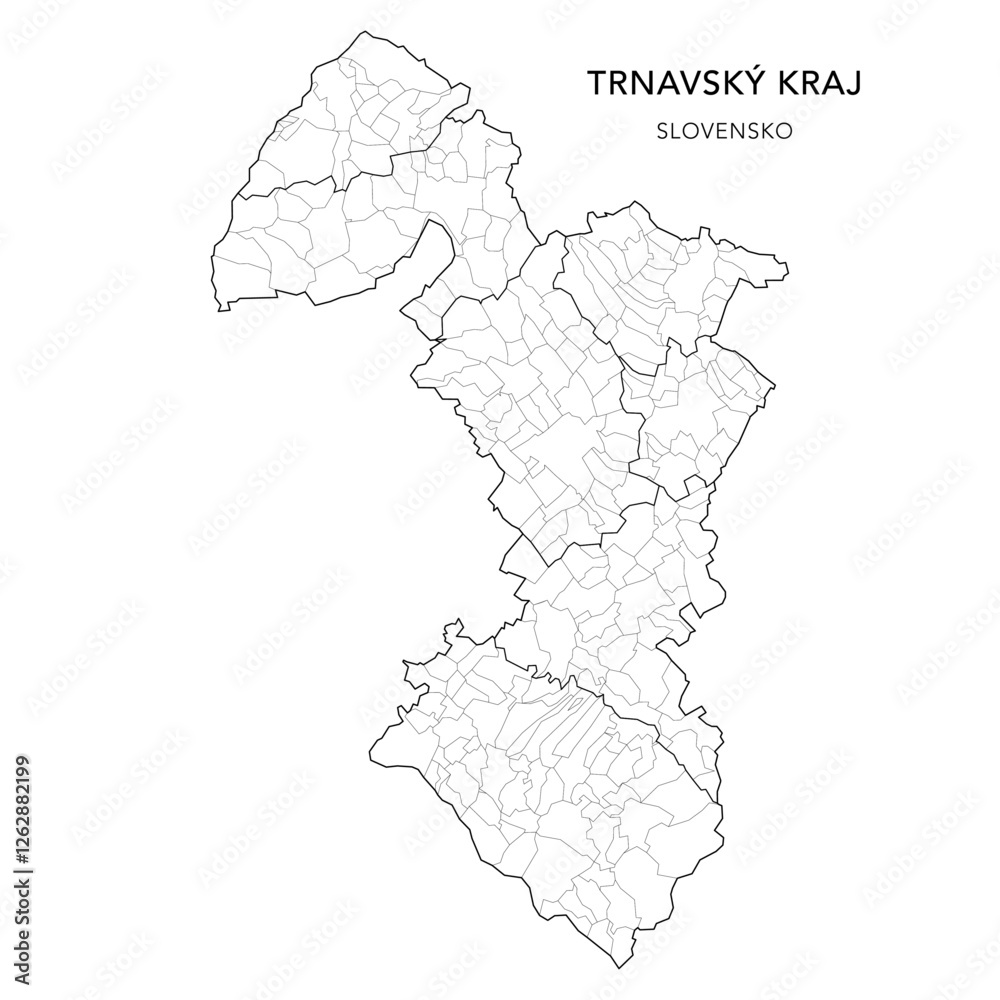 Geopolitical Vector Map of Trnava Region (Trnavský Kraj) with ...