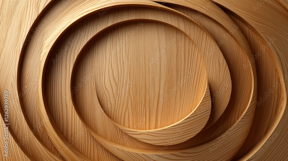 Natural wood grain with flowing concentric circular patterns creates ...