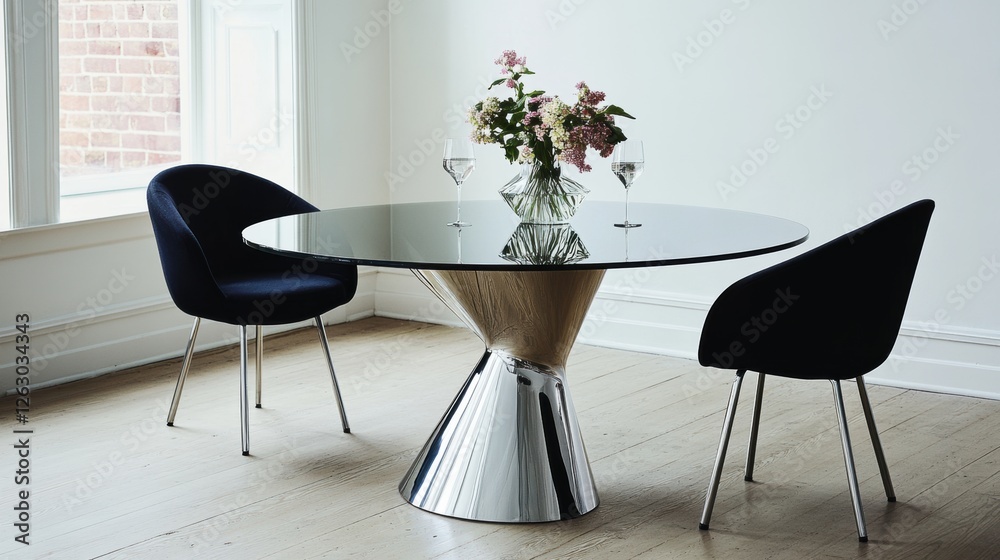 Contemporary glass top extendable dining table with hidden extension ...