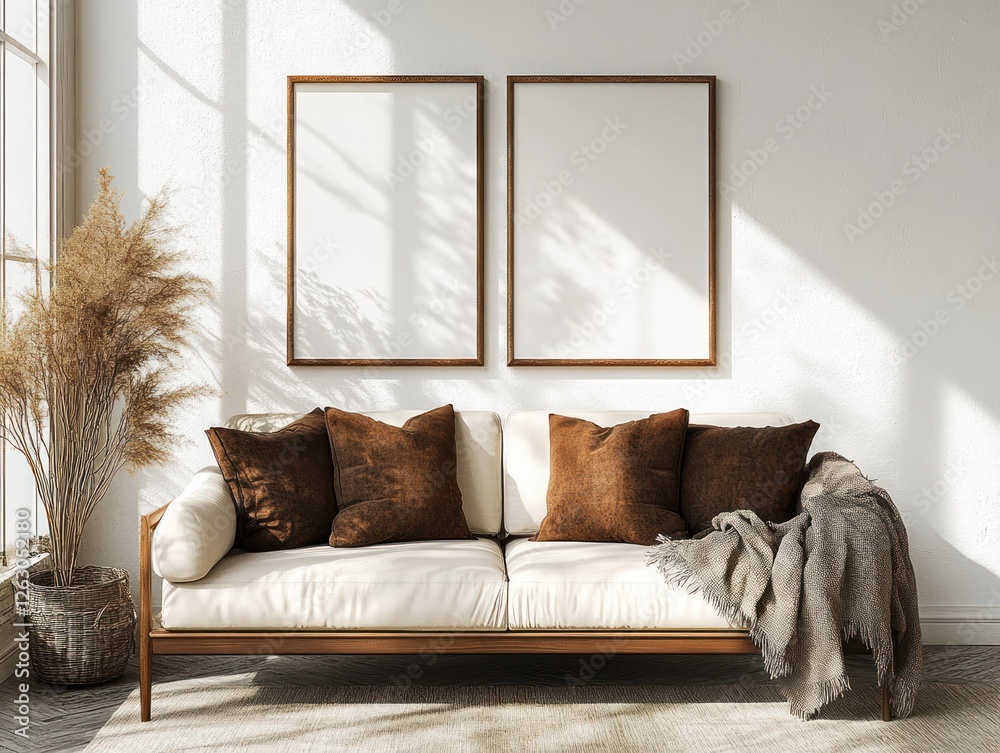 Minimalist Interior Design with Mid Century Modern Sofa and Empty ...