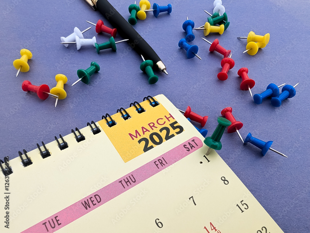 1st march 2025 marked on calendar with push pin, March 2025 Calendar ...