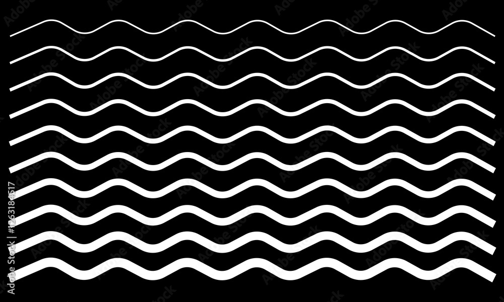 Seamless wave pattern. Water waves line with black background. Vector ...