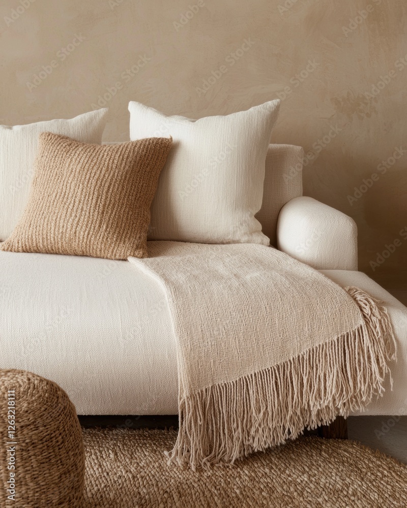 Minimalist contemporary boho home interior beige and white editorial ...