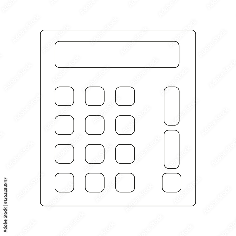 Calculator outline icon. Simple numeric keypad. Digital math symbol ...