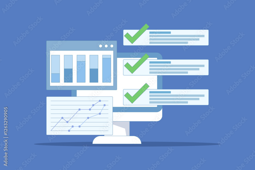Sales data growth graph analysis report concept on computer or pc with ...